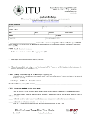 Fillable Online Academic Warning & Probation for UndergraduatesHandbook ...