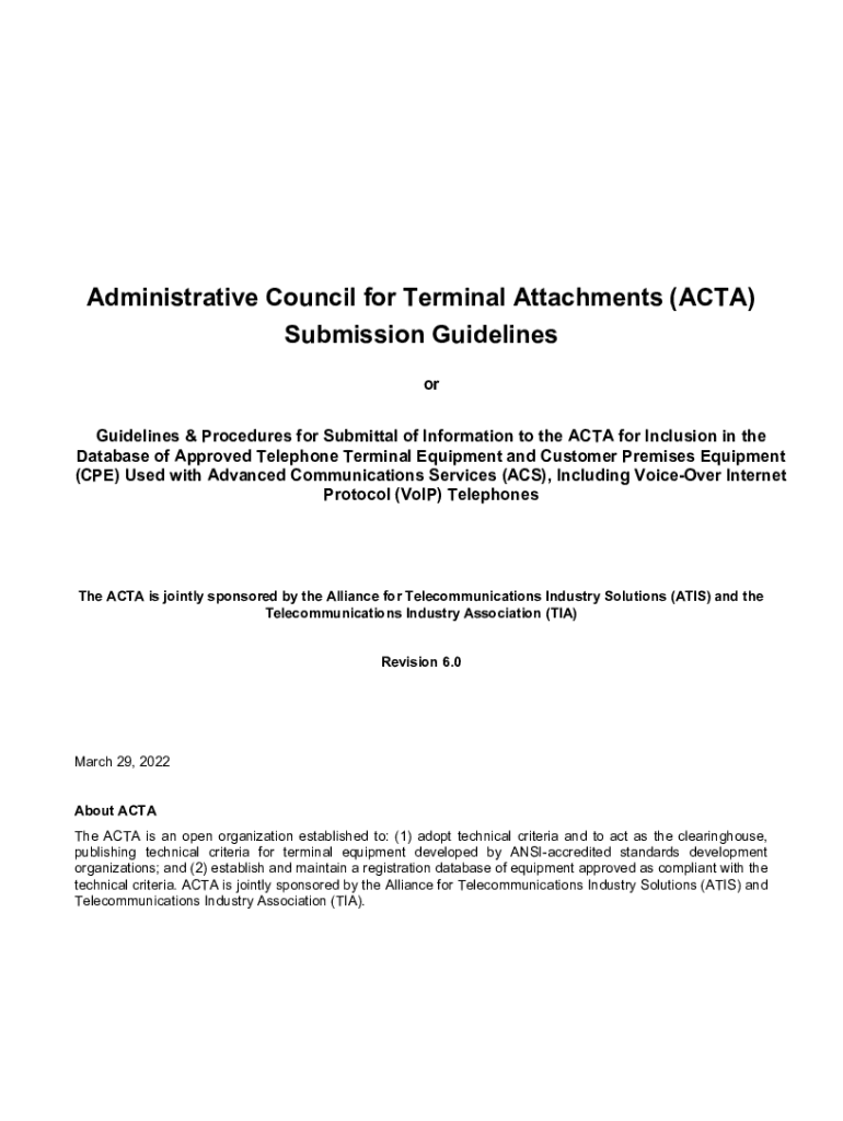 Fillable Online ACTA - The Administrative Council for Terminal ...