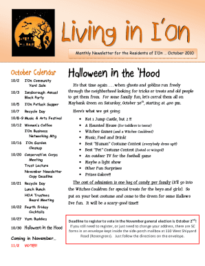 Fillable Online October Calendar Halloween in the 'Hood Fax Email Print ...