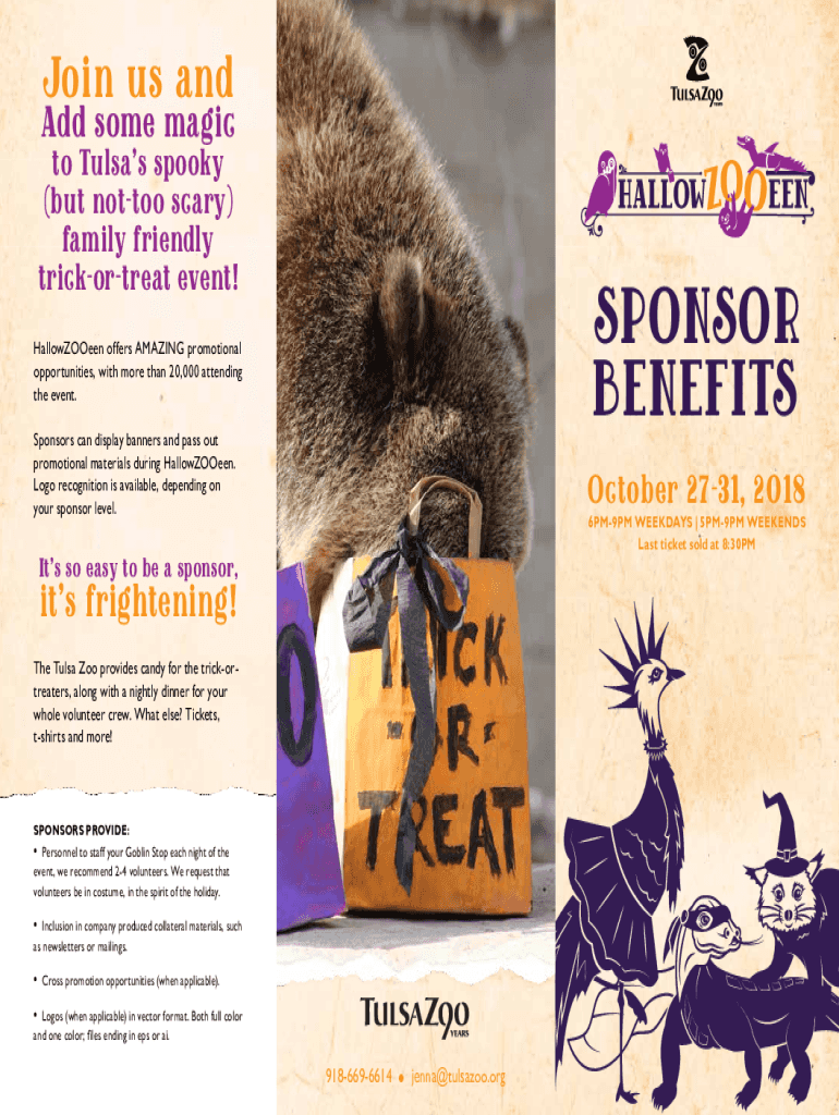 Fillable Online Tulsa Zoo will transform into a spooky, but not too scary, ... Fax Email Print ...