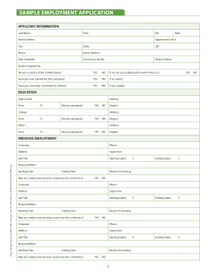 Fillable Online SAMPLE EMPLOYMENT APPLICATION Fax Email Print - pdfFiller