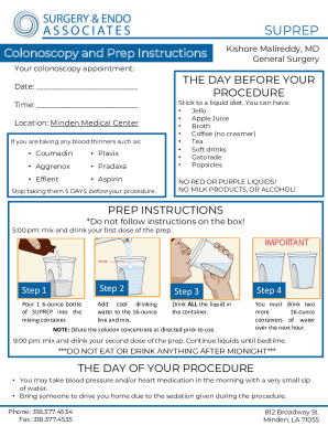 Fillable Online SUPREP Instructions You are scheduled for a colonoscopy ...