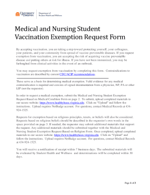 Fillable Online Medical and Nursing Student Vaccination Exemption ...
