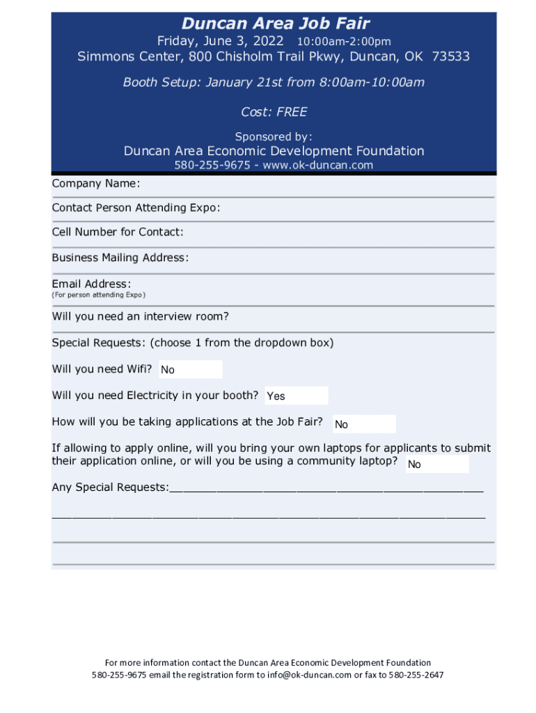 Fillable Online DAEDF to host job fair next week - The Duncan Banner ...