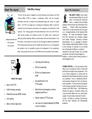 Fillable Online xxxx police department field training and evaluation ...