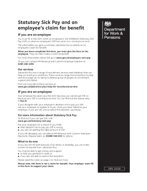 Fillable Online Statutory Sick Pay and an employee's claim for benefit ...