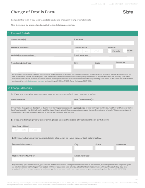Fillable Online CHANGE OF DETAILS FORM - Simple Choice Super Fax Email ...