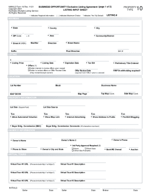 Fillable Online Form 16. Business Opportunity Listing Input Sheet Fax ...