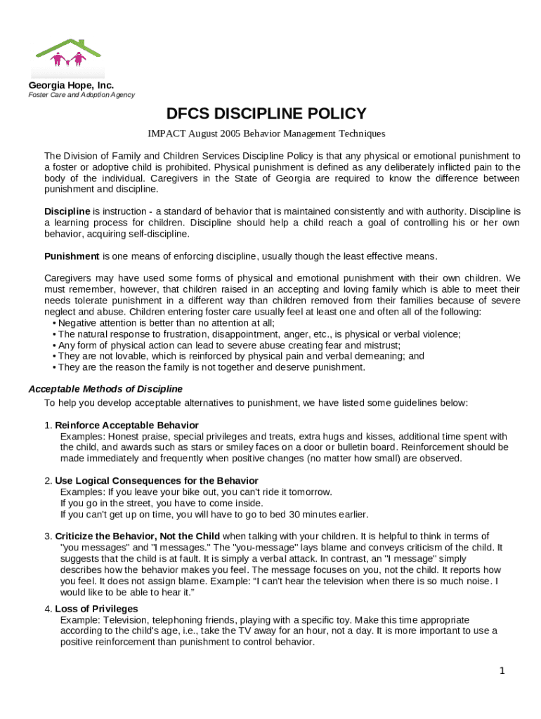 Child Discipline Techniques for Foster or Adopted Children Doc Template ...