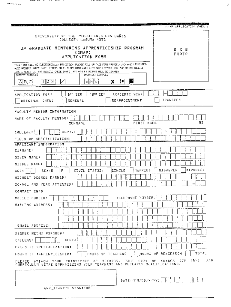 Fillable Online gmap application form 1 - UPLB Graduate School Fax ...
