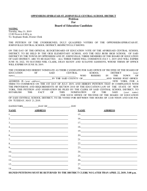 Fillable Online Nominating petitions to seek three seats on the Board of ... Fax Email Print ...