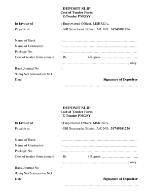 Fillable Online Deposit Slip FormatTender-Form Fax Email Print - pdfFiller