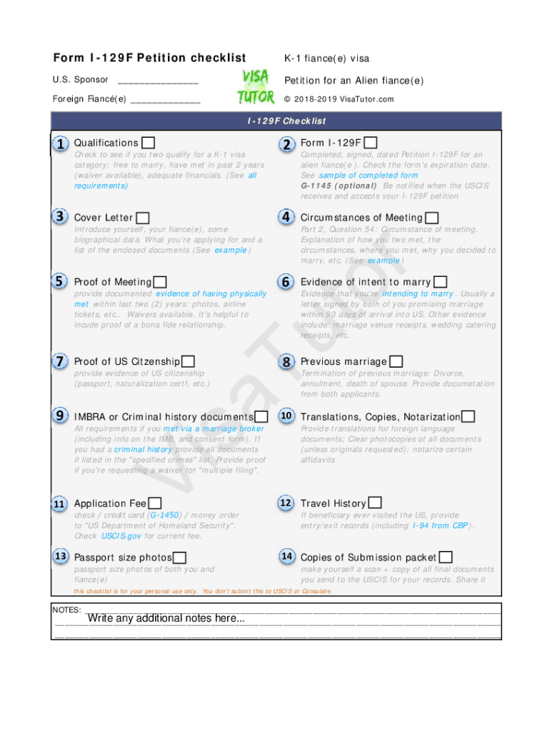 Fillable Online Form I-129F Guide (Petition for Alien Fianc(e ...