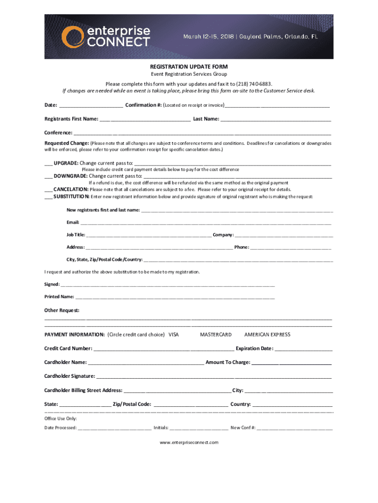 Fillable Online Updating event registrations using form processing ...