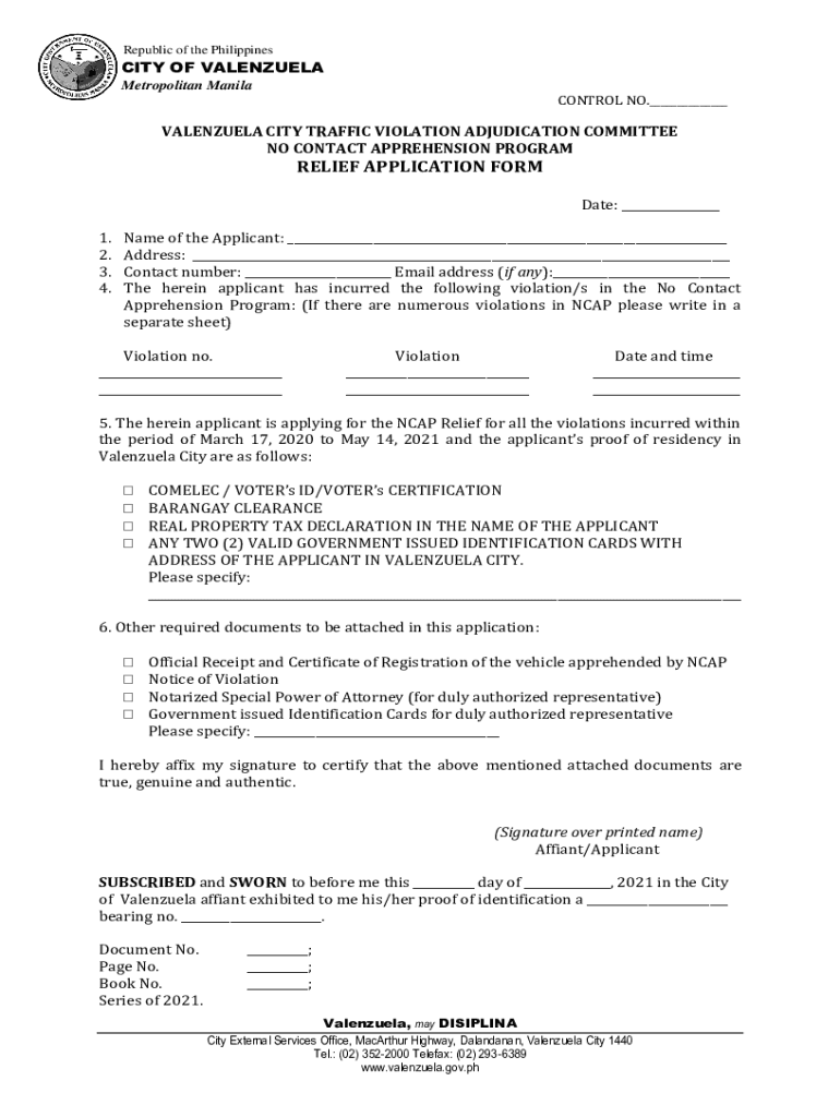Fillable Online valenzuela gov appeal form - Valenzuela CityNo Contact ...