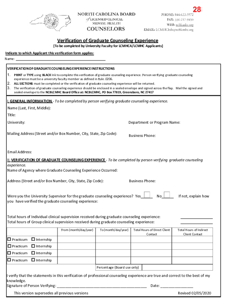 Fillable Online application for licensure as a professional counselor ...