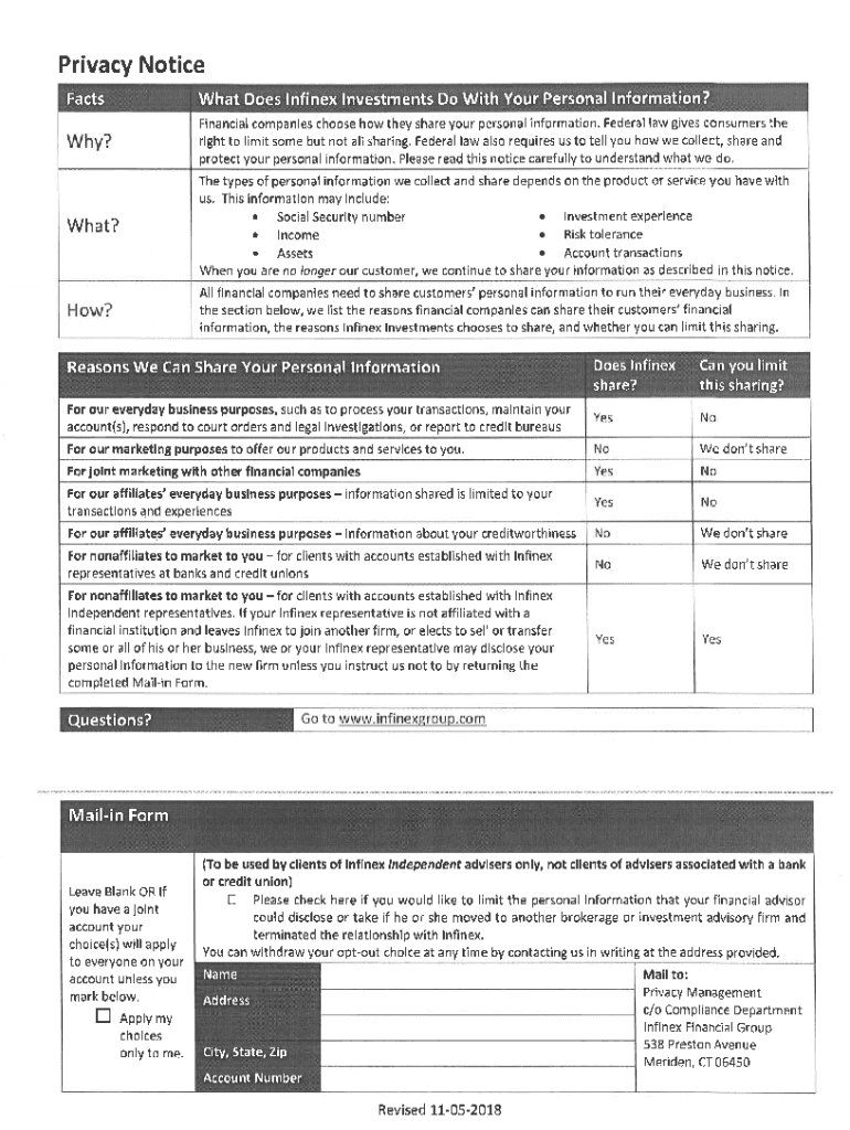 Fillable Online PRIVACY STATEMENT Facts What Does the Firm do with ...