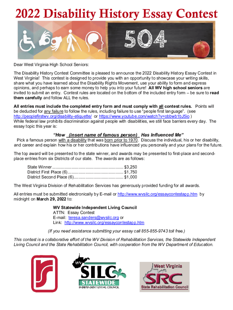 Fillable Online Disability History Week - West Virginia Department of ...