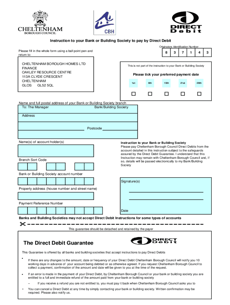 Fillable Online 2. Direct Debit form0.pdf - Christ Church, Oxford Fax Email Print - pdfFiller