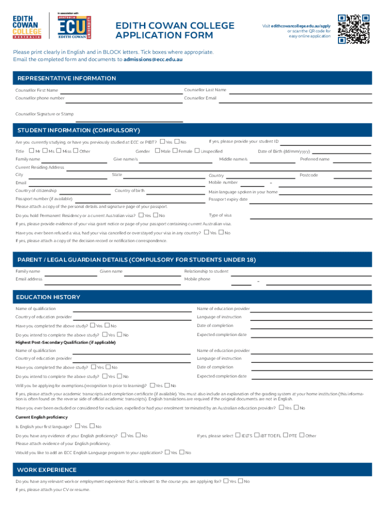 Fillable Online Application Process - Edith Cowan College Fax Email Print - pdfFiller