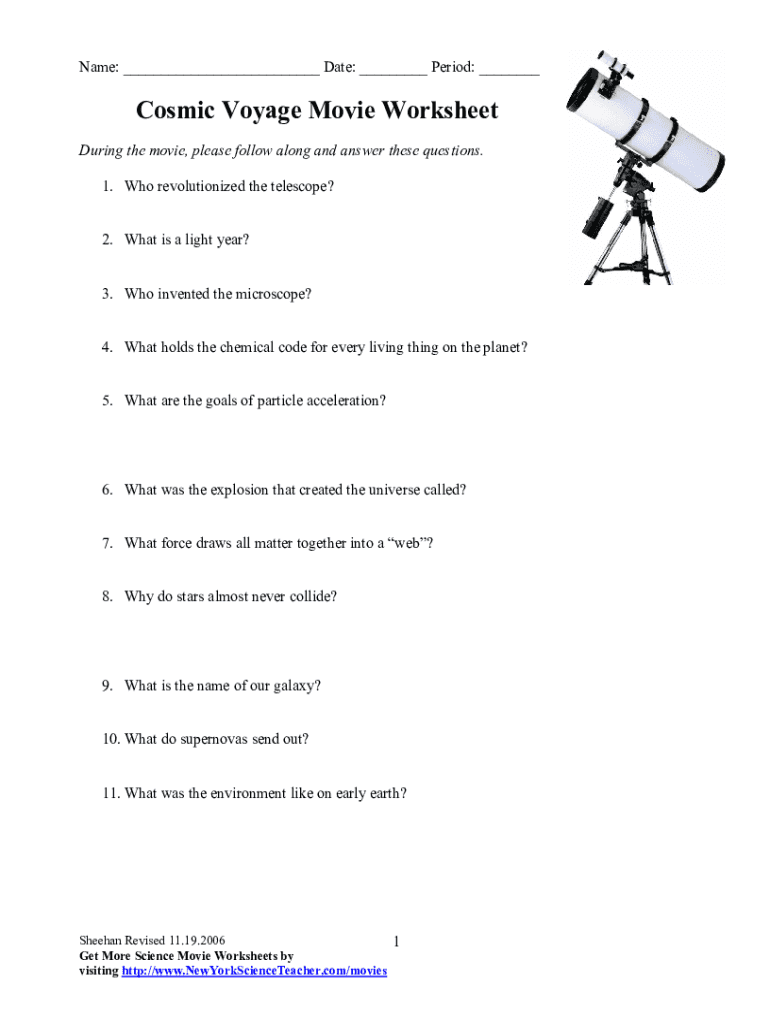 Fillable Online Alexander Parks-Lab 1 - Cosmic Voyage worksheet - SP17 ...