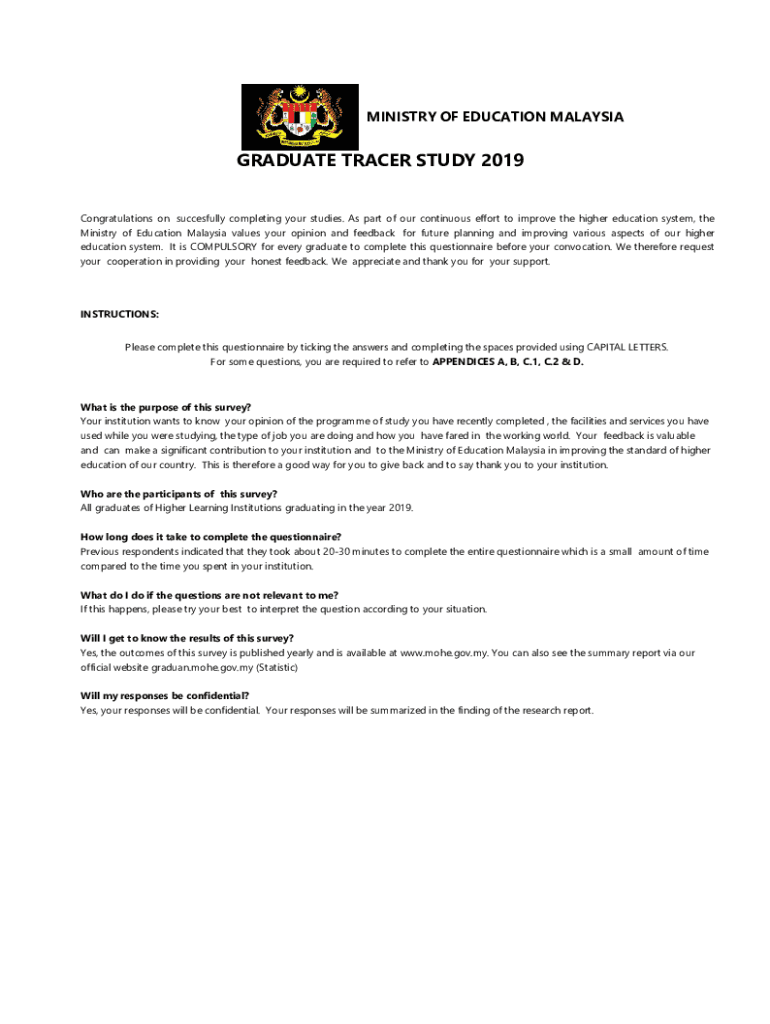 Fillable Online 1. What is MOHE graduate Tracer Study (Job Status Update)? Fax Email Print ...