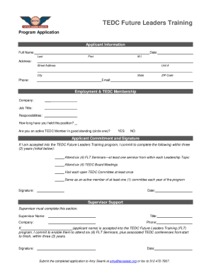 Fillable Online TEDC Future Leaders Training Fax Email Print - pdfFiller