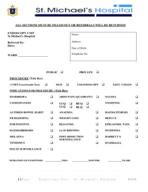 Fillable Online Day Ward/Endoscopy Unit - St. Michael's Hospital Fax ...