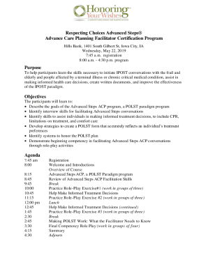 Fillable Online Respecting Choices Advanced Steps ... - Honoring Your ...