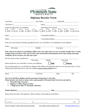 Fillable Online Duplicate Diploma Request Form - Concord Law School Fax ...