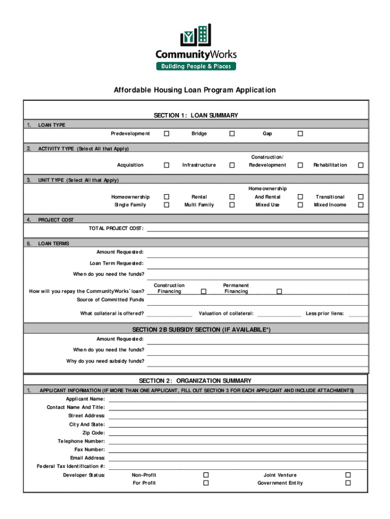 Fillable Online Affordable Housing Loan Program Application Fax Email Print - pdfFiller