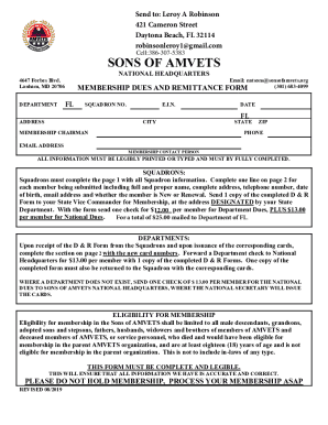 Fillable Online SONS OF AMVETS D&R FORM Fax Email Print - pdfFiller