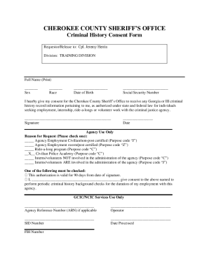 Fillable Online CHEROKEE COUNTY SHERIFF'S OFFICE Fax Email Print ...