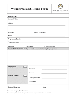 Fillable Online TUITION REFUND APPEAL FORM Student Name Student ID Fax ...