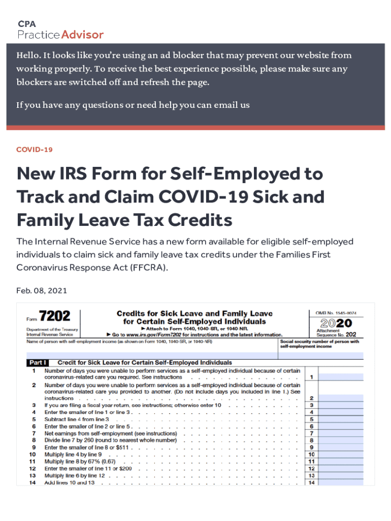 Fillable Online New IRS Form for Self-Employed to Track and Claim COVID ...