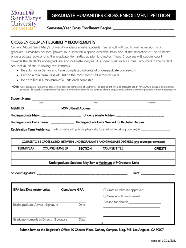 Fillable Online CSU Application for Cross Enrollment ... - CSUN Fax Email Print - pdfFiller