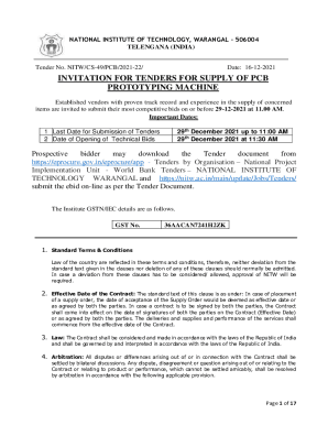 Fillable Online INVITATION FOR TENDERS FOR SUPPLY OF PCB ... Fax Email ...