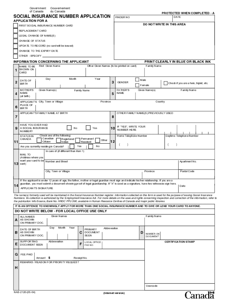 Fillable Online Social Insurance Number: Receiving and updating your ...