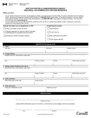 Fillable Online Application for a Canada Revenue Agency ... - CCH Site ...