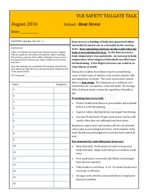 Fillable Online Hot Work Toolbox TalkEnvironment, Health and Safety Fax ...