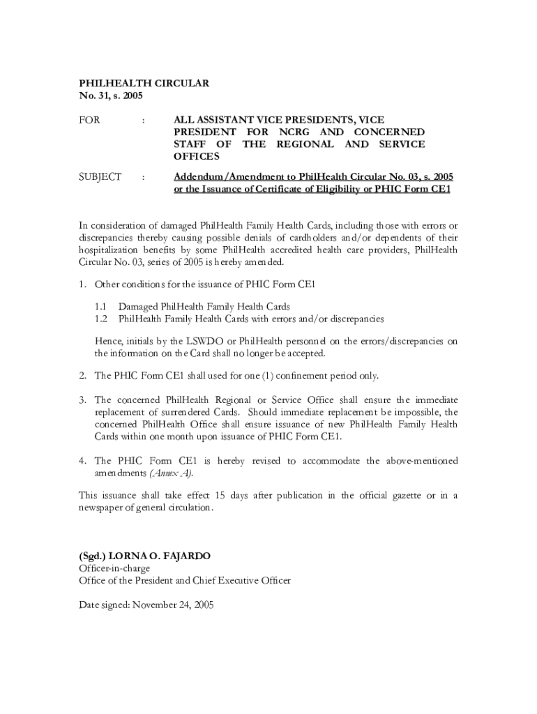 Fillable Online 3 Addendum to PHIC Form CE 1 Fax Email Print - pdfFiller