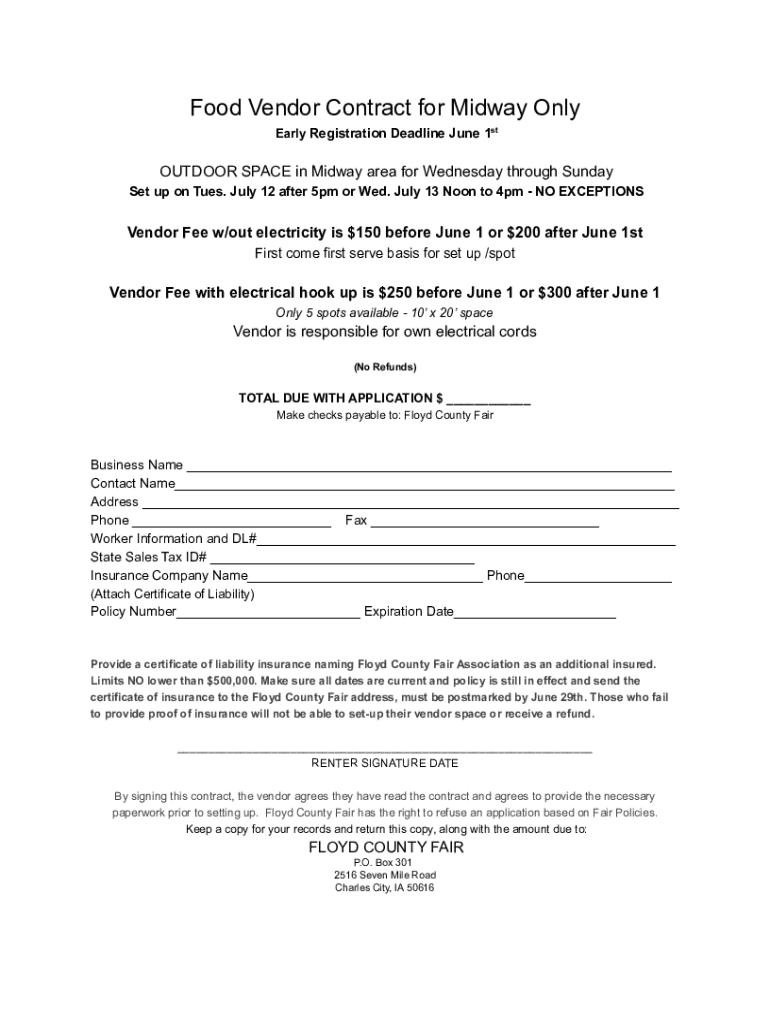 Fillable Online Food Vendor Agreement - CivicLive Fax Email Print ...