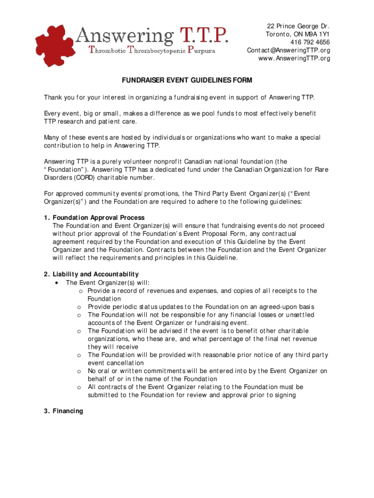 Fillable Online FUNDRAISER EVENT GUIDELINES FORM Fax Email Print - pdfFiller