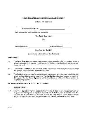 Fillable Online tour operator / tourist guide agreement - IPTGSA Fax ...