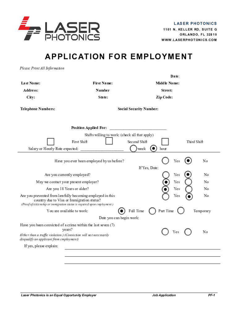 Fillable Online Job Application - IT. Job Application - IT Fax Email ...