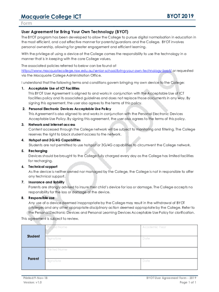 Fillable Online A Student-Centered BYOT Policy Template For Schools Fax Email Print - pdfFiller