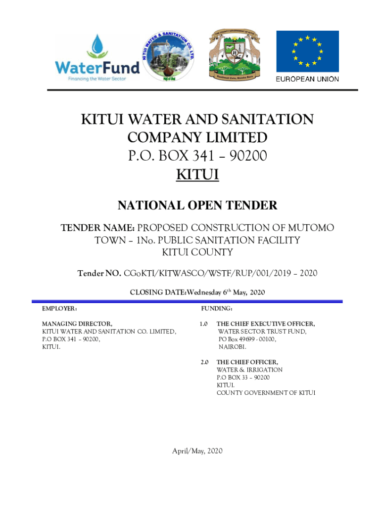 Fillable Online Proposed construction of one Mutomo town public station ...