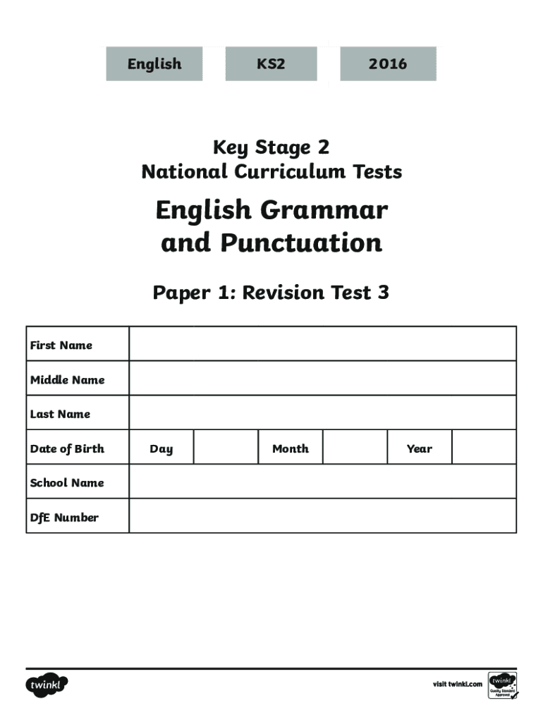 Fillable Online English grammar, punctuation and spelling test mark ...