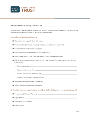 Fillable Online Estate planning checklist: How to start getting your ...