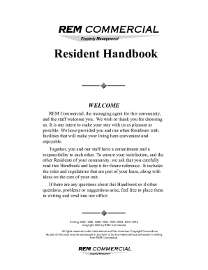 Fillable Online REM Resident Handbook REV 3-26-19 Fax Email Print ...